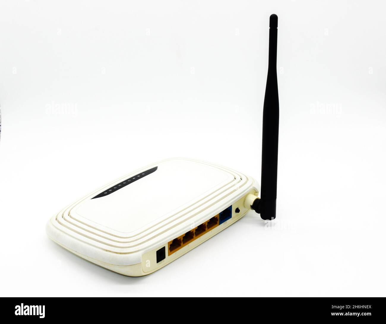 A picture of router isolated on white background with selective focus ...