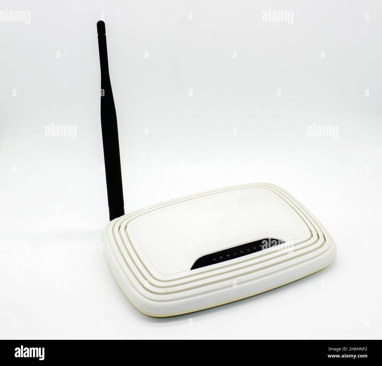 A picture of router isolated on white background with selective focus ...