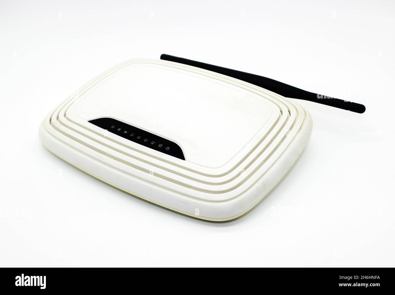 A picture of router isolated on white background with selective focus ...