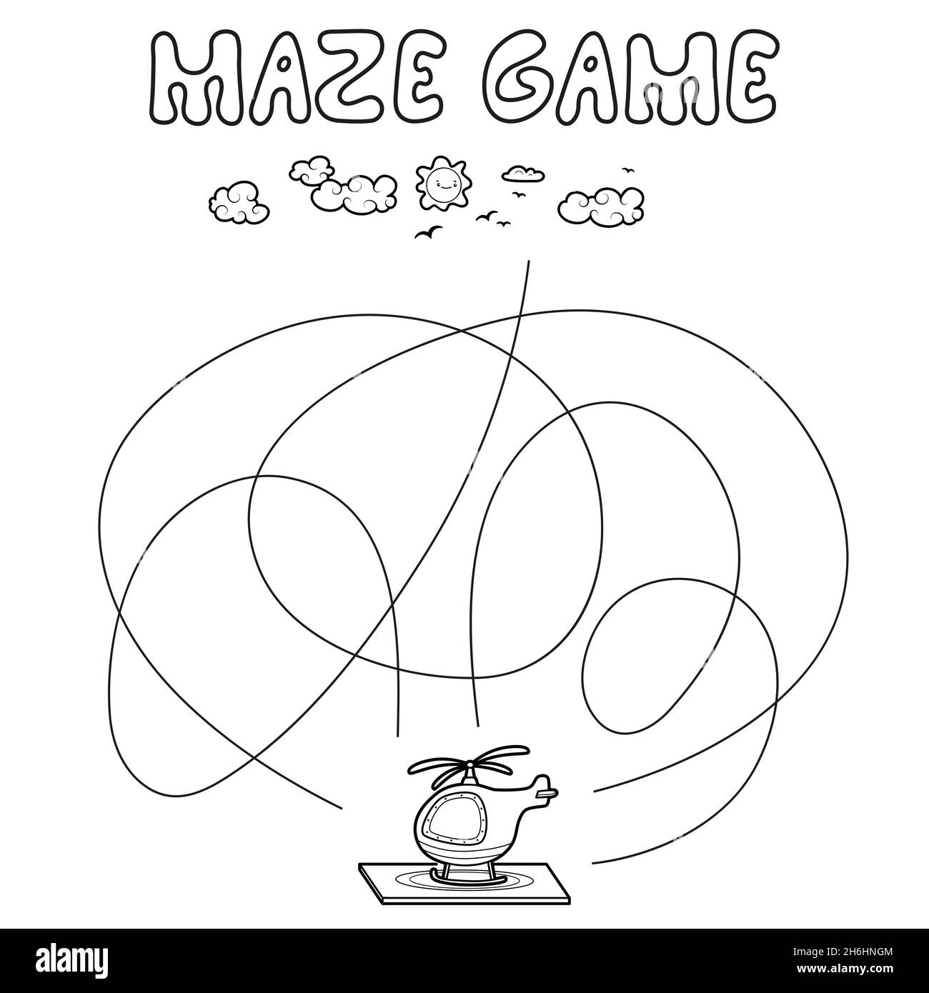 Maze puzzle game for children. Outline maze or labyrinth. Find path ...