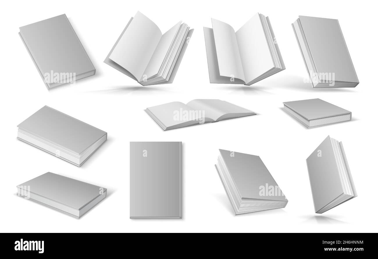 Blank 3d book with paper sheets, booklets or magazines with hardcover ...