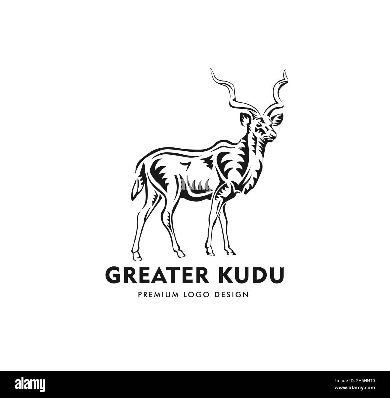 abstract of greater Kudu standing vector illustration on white ...