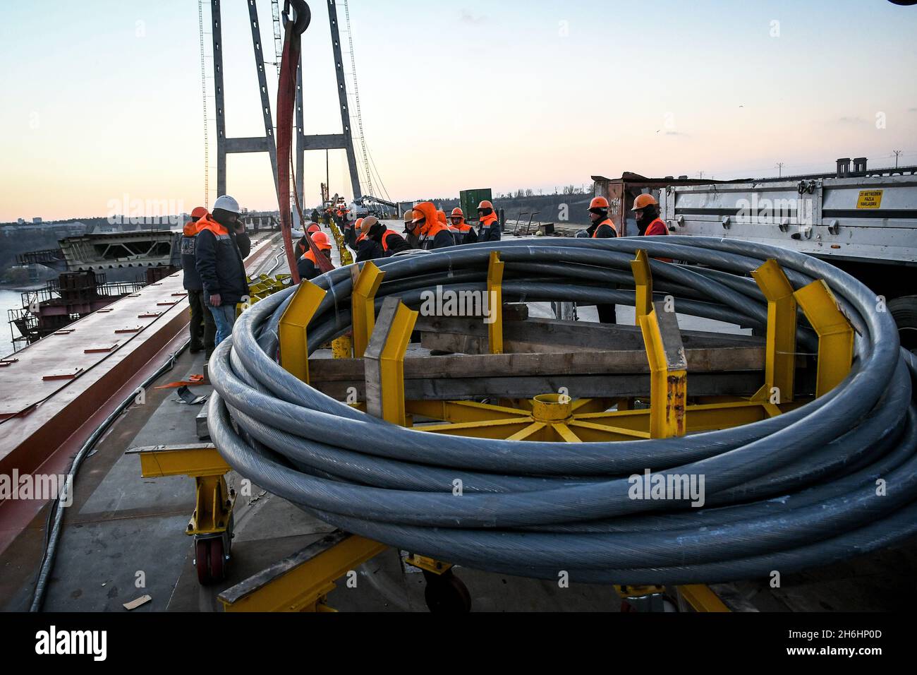 ZAPORIZHZHIA, UKRAINE - NOVEMBER 15, 2021 - The coils of steel wire ...