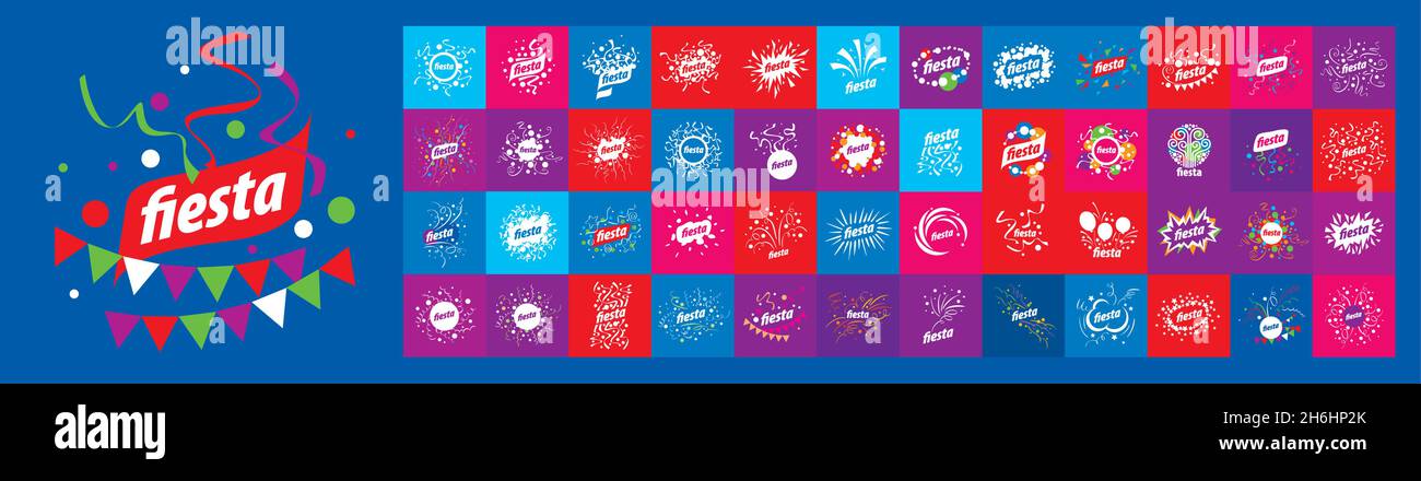 A set of vector Fiesta logos on different colored backgrounds Stock ...