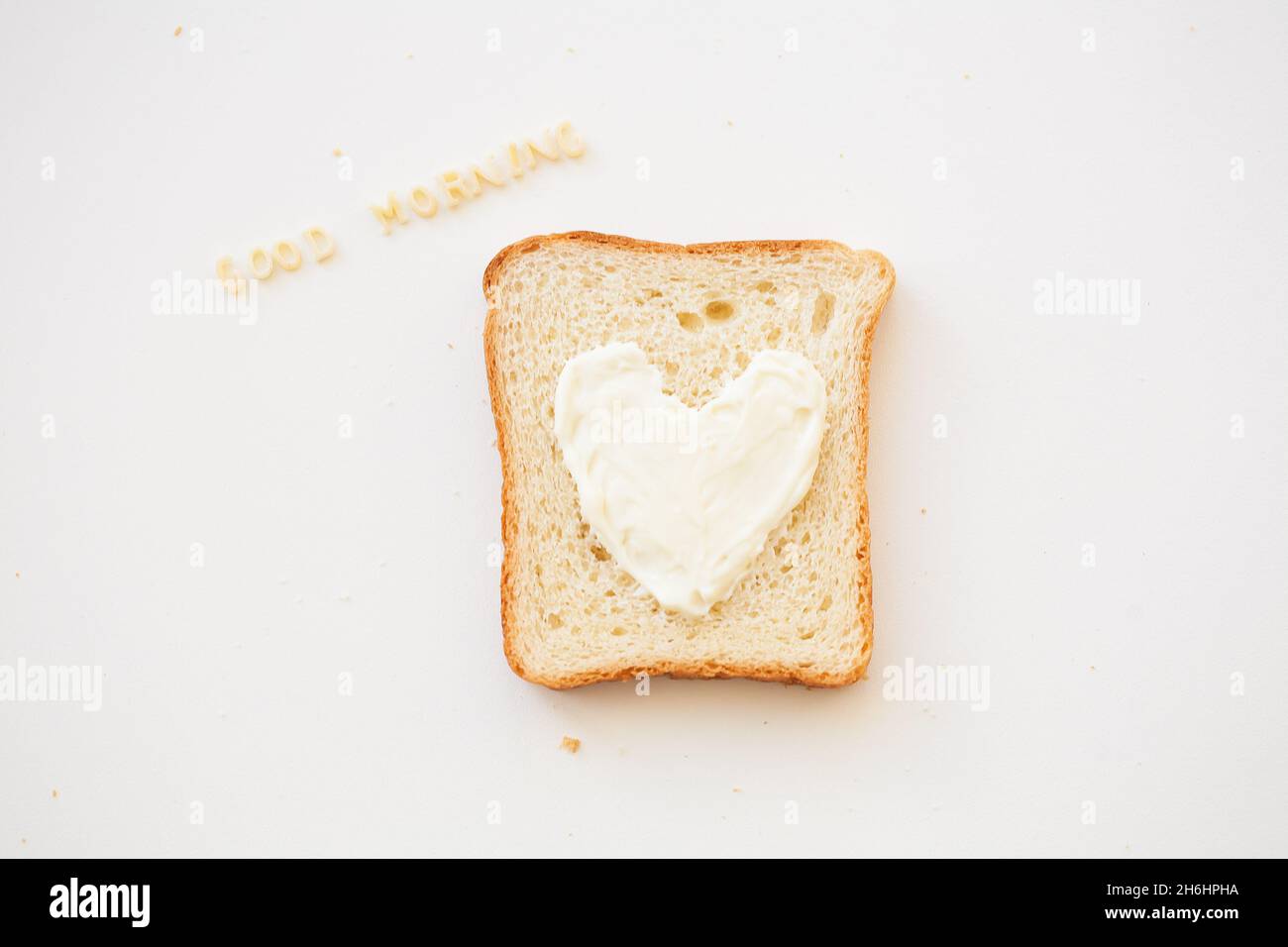 sandwich for breakfast in the form of heart with cheese - good morning ...