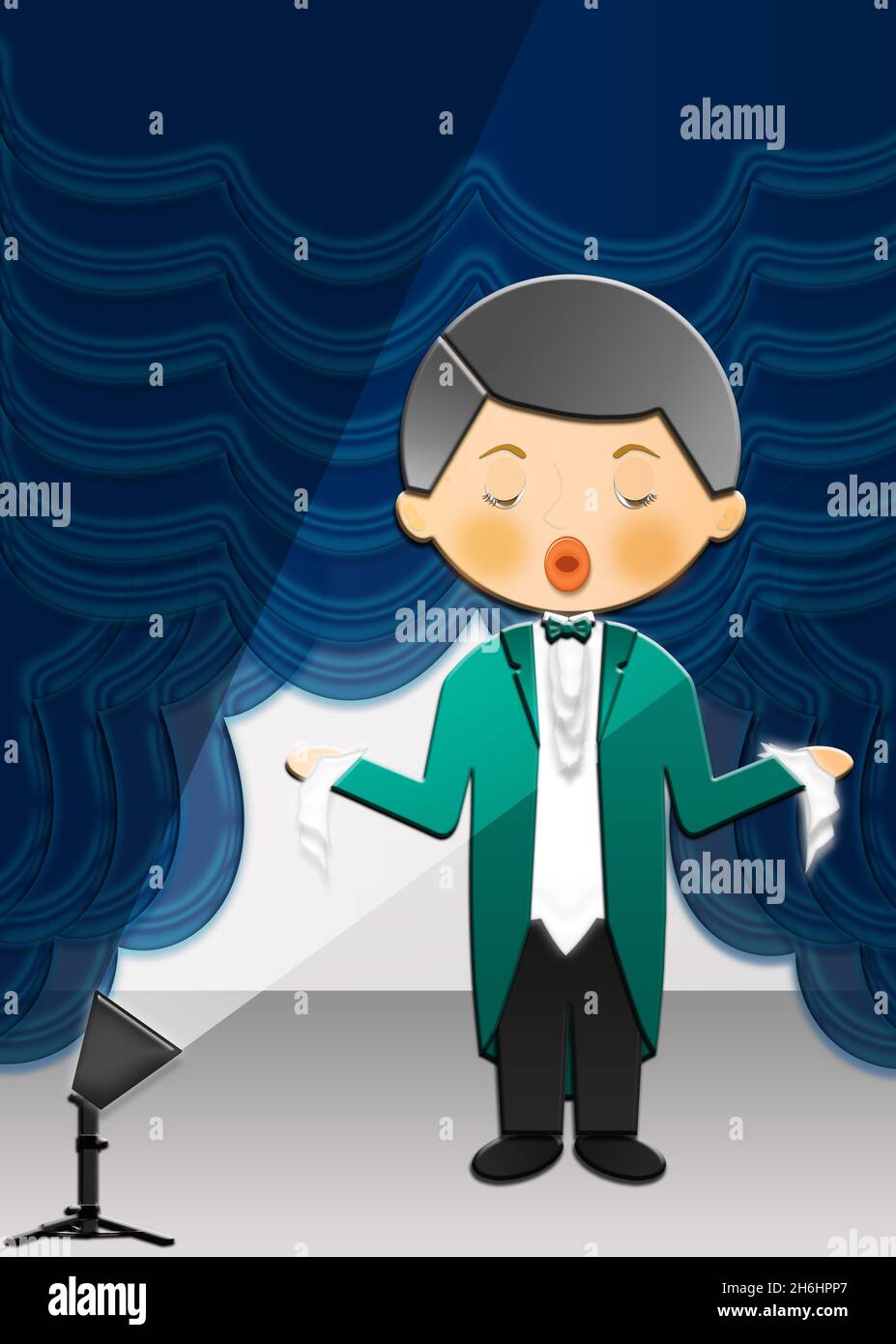 Cartoon of a cute Happy Opera Singer, singing on a stage. This ...