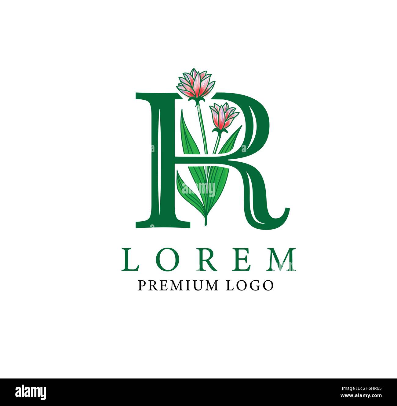 initial letter r with flower logo vector illustration Usable for ...