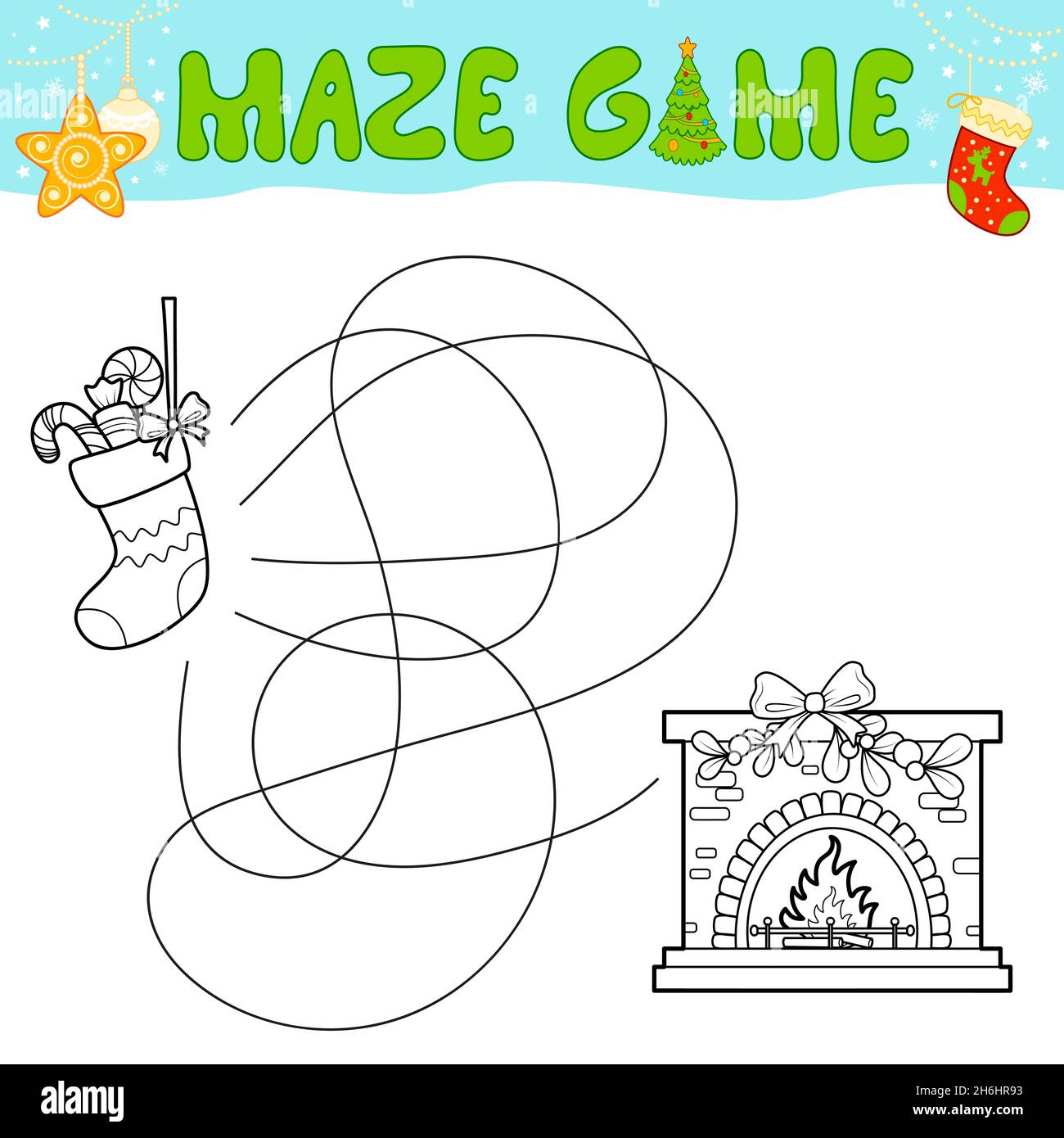 Christmas Maze puzzle game for children. Outline maze or labyrinth ...