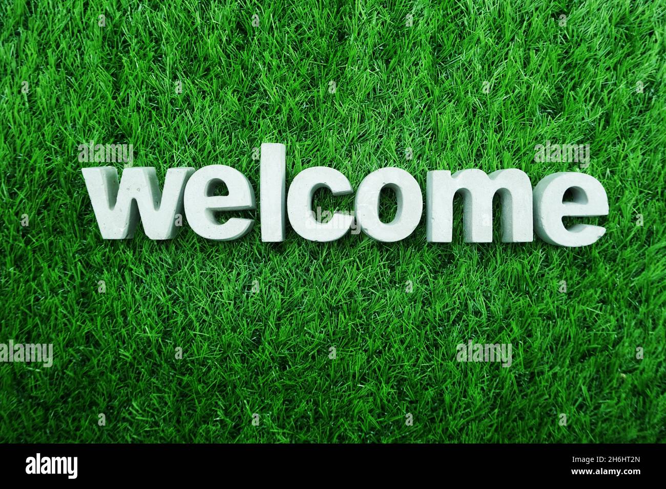 Welcome Home made from concrete alphabet Stock Photo - Alamy