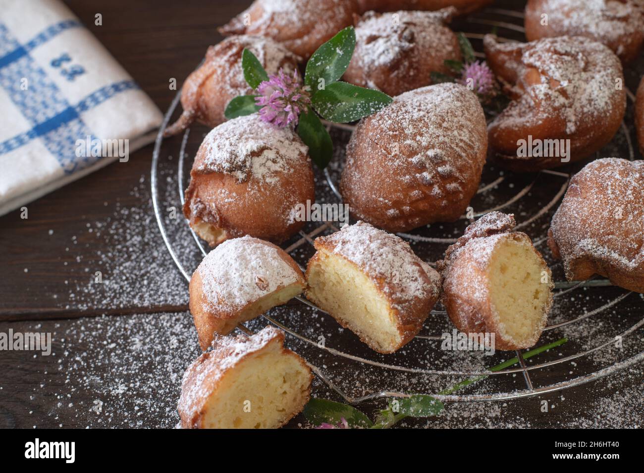 Austrian donuts fresh and deep fried on a cooling rack Stock Photo - Alamy