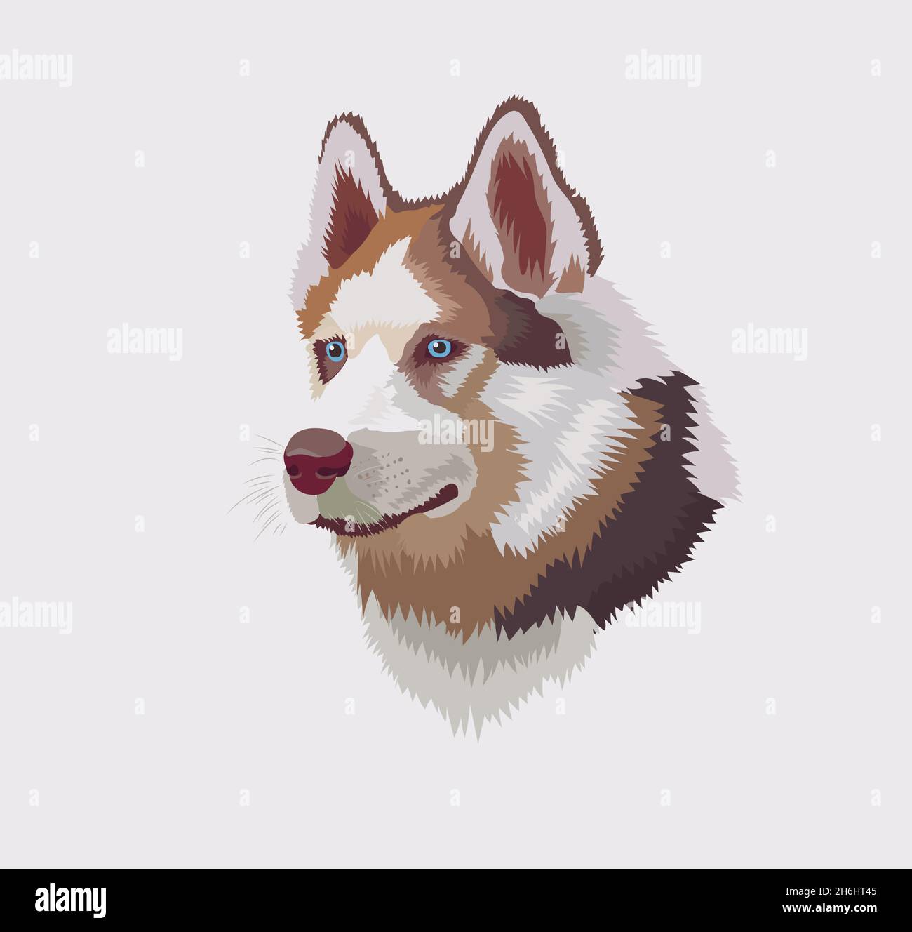 Siberian husky head with blue eyes vector illustration Stock Vector ...