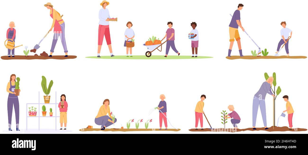 Children volunteer farm Stock Vector Images - Alamy