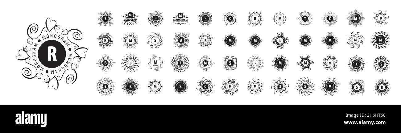 A set of vector Monogram logos on a white background Stock Vector Image ...