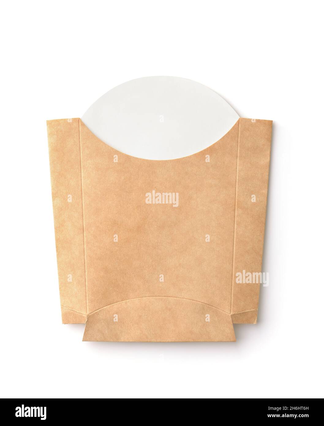 Top view of blank folded brown paper french fries packaging isolated on ...
