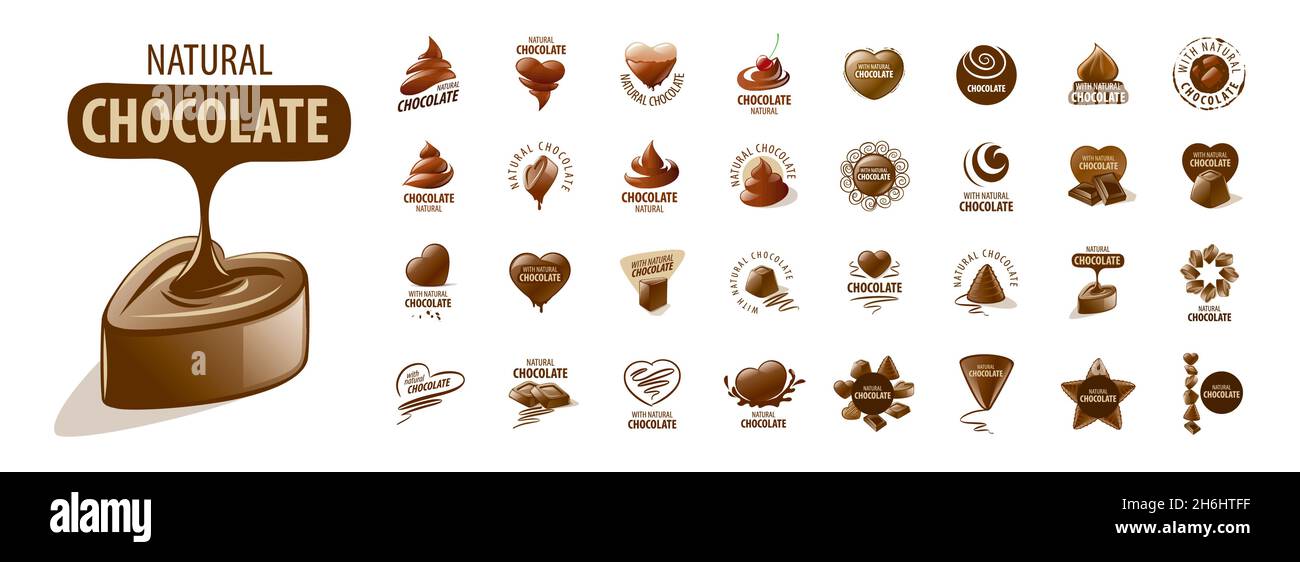 A set of vector chocolate logos on a white background Stock Vector ...