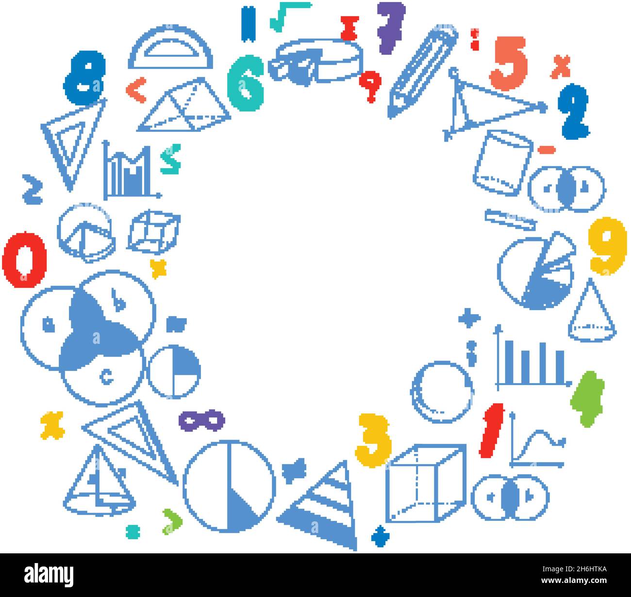 Blank math template with math tools and elements illustration Stock ...