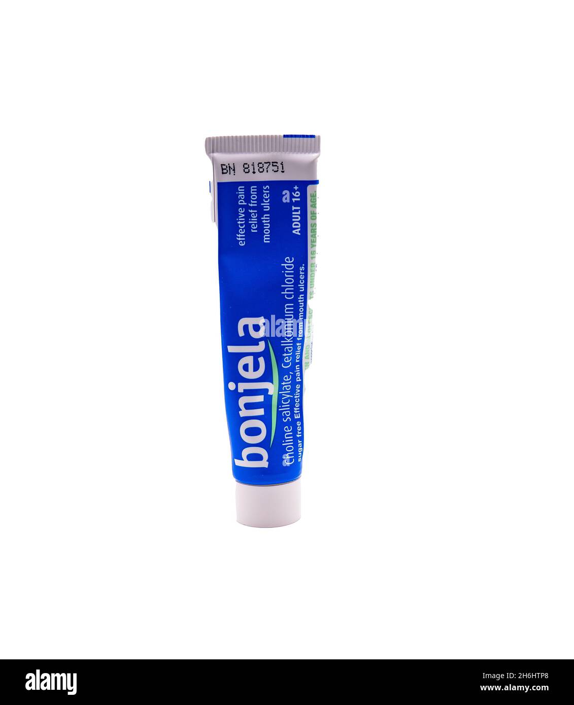 Norwich, Norfolk, UK – November 2014. A tube of Bonjela oral healthcare ...