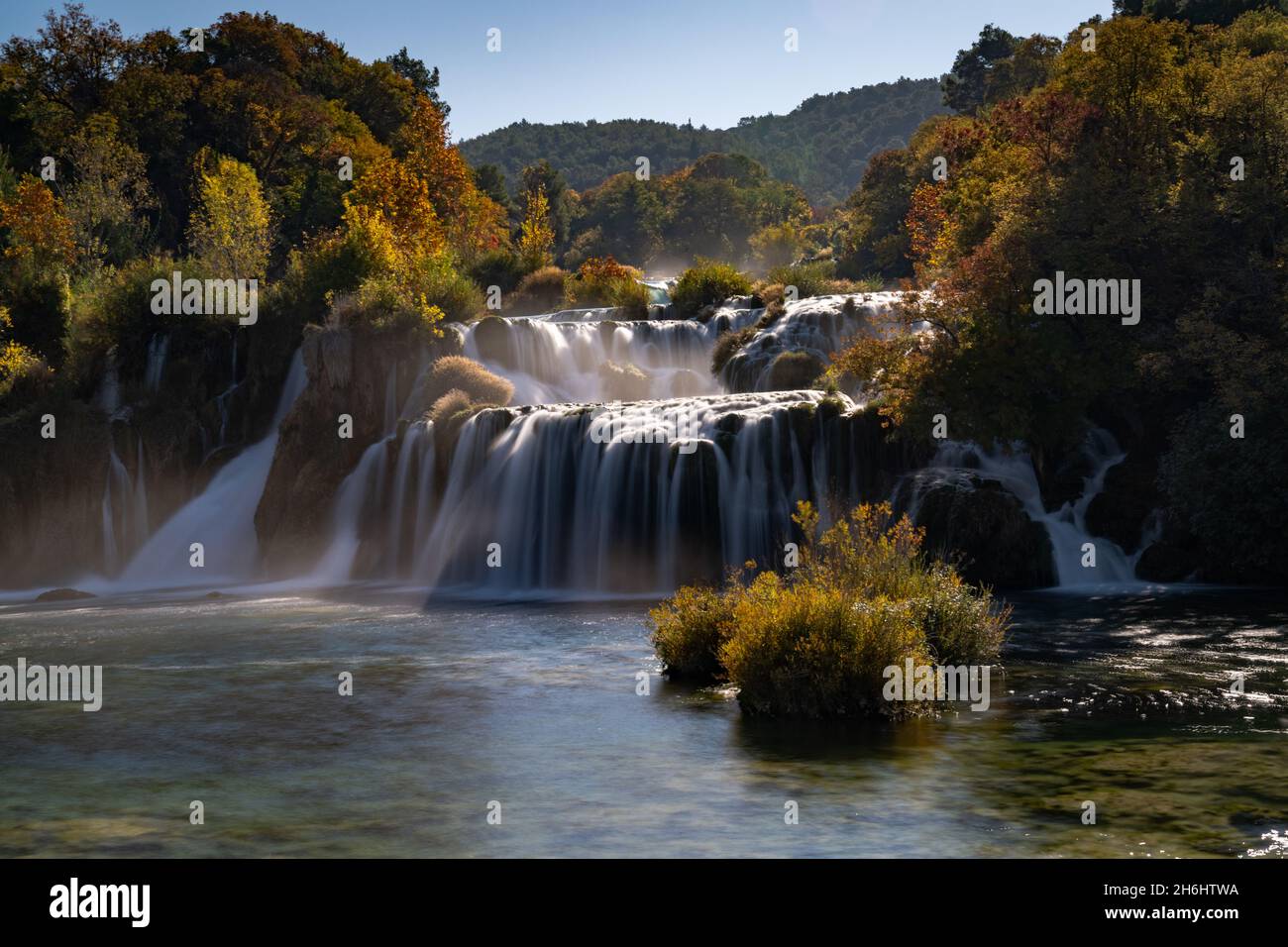 A view of the Skradinksi Buk waterfall in the Krka national park in Croatia during autumn Stock ...