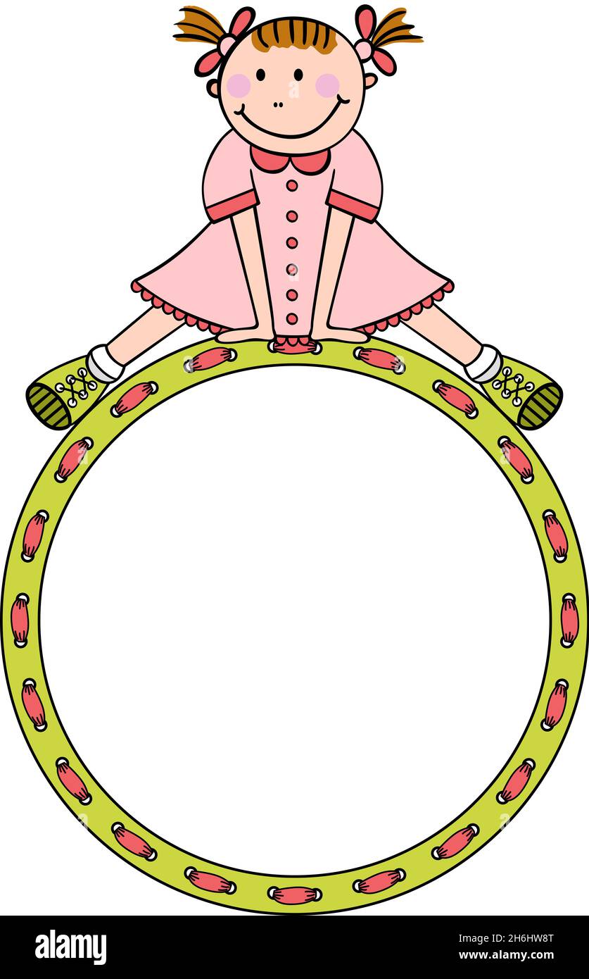 Cute round frame with lovely girl Stock Photo - Alamy