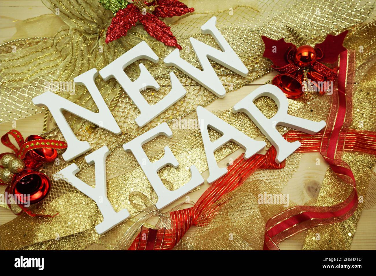 happy new year letter wooden alphabet Stock Photo - Alamy