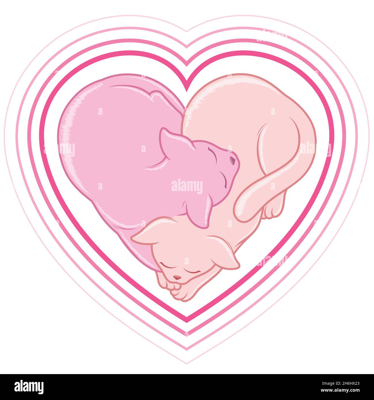 Heart shaped cats vector design, heart shaped pet Stock Vector Image ...