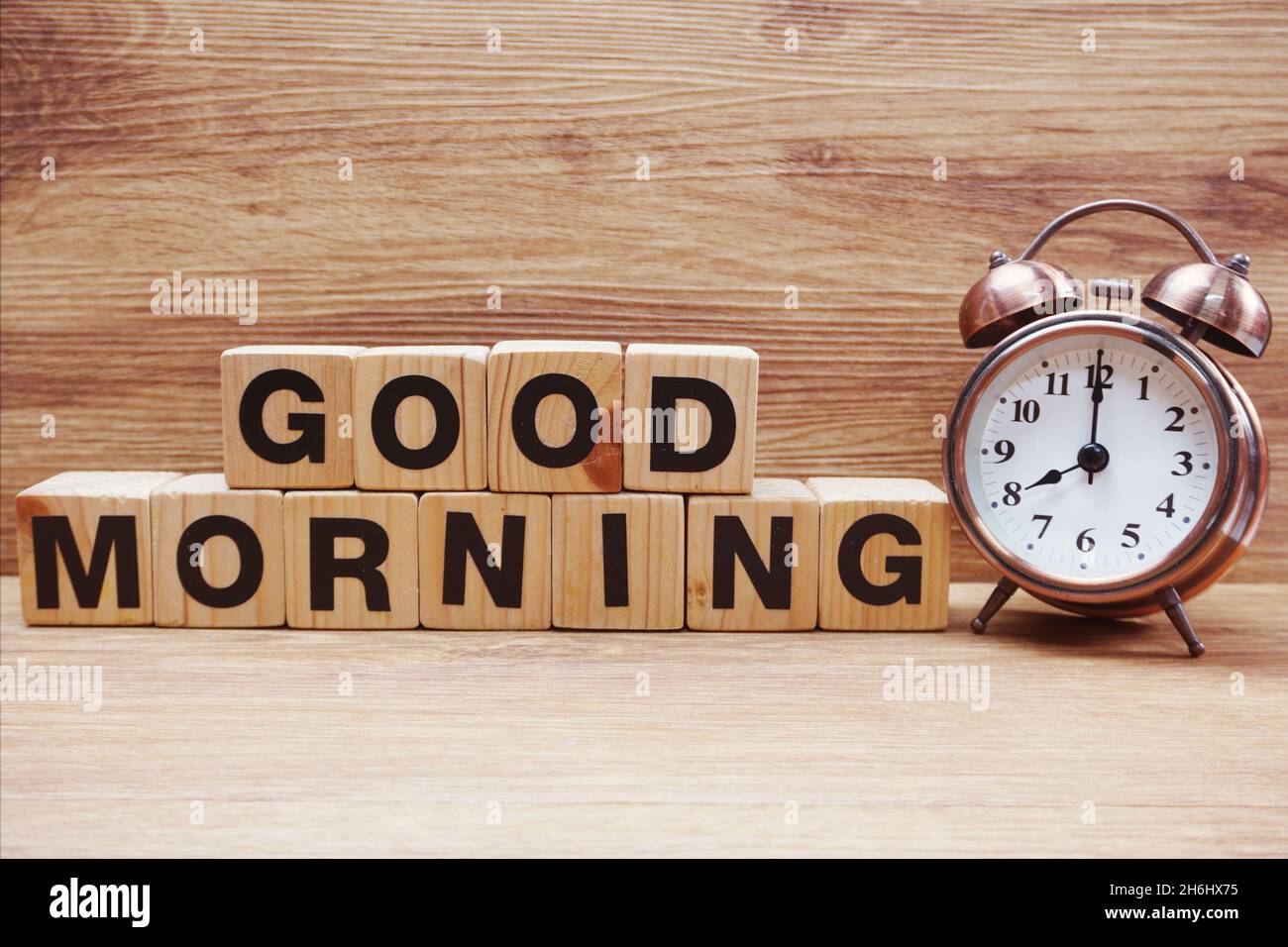 good morning wooden letter alphabet on wooden background Stock Photo ...
