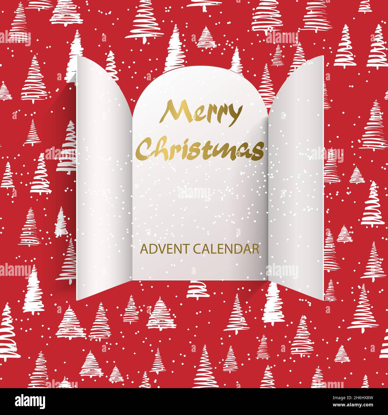 Christmas advent calendar door opening. Realistic an open wide doors on ...