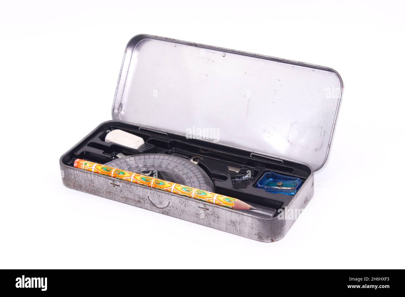 Geometry box isolated on white background with selective focus Stock ...