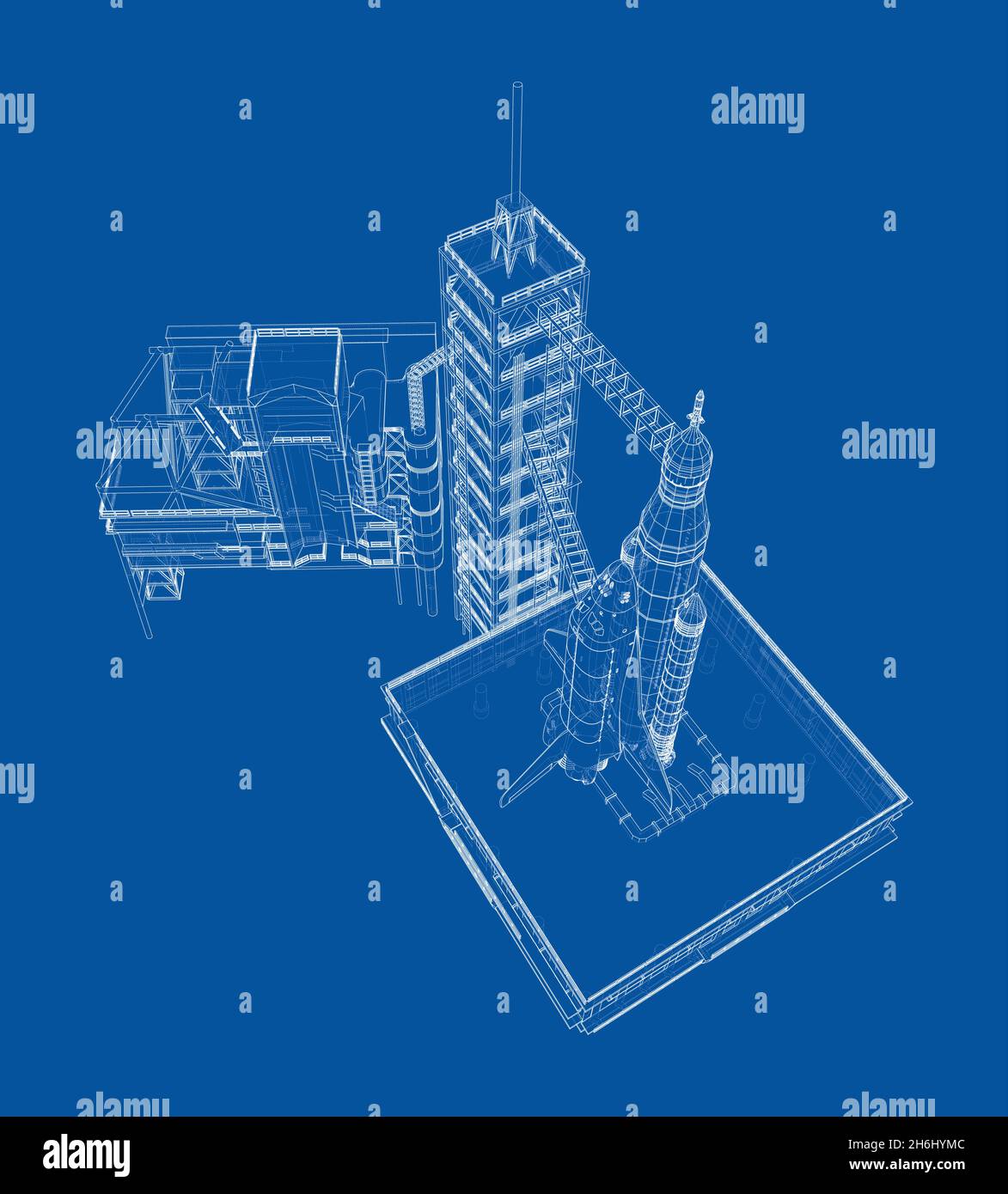 Space Rocket on launch pad. Vector Stock Vector Image & Art - Alamy