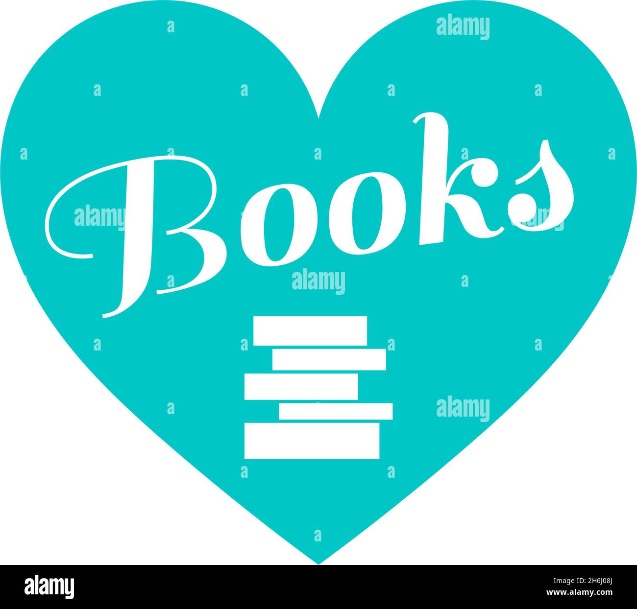 Blue heart with books. Book lover emblem. Vector illustration Stock ...
