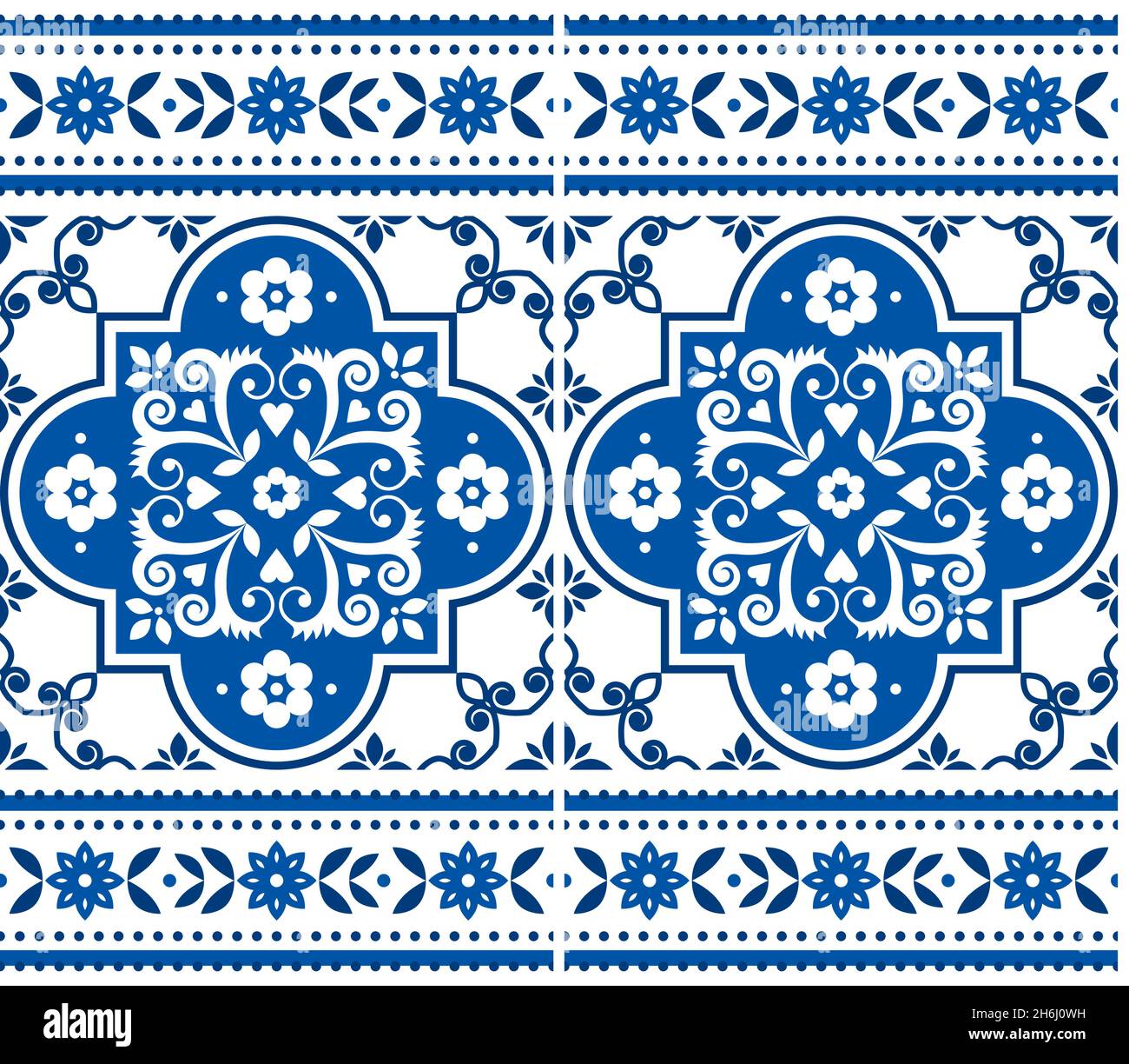 Blue white tile border Stock Vector Images - Alamy