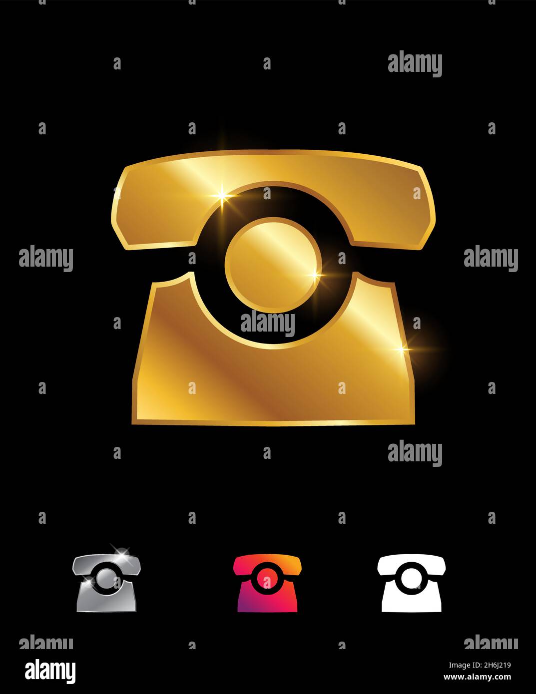 A vector illustration set of Golden Phone Vector Sign Stock Vector ...