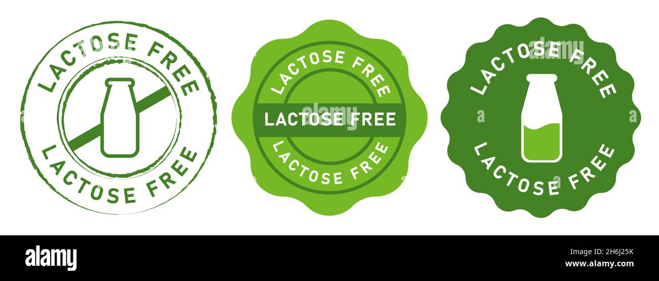 lactose free no milk label stamp graphic design template set packaging ...