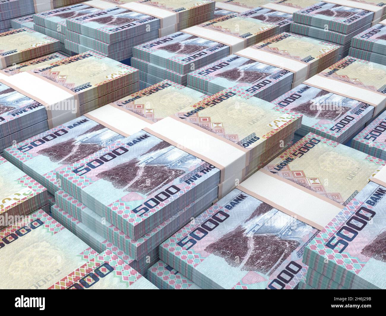 Money of Sierra Leone. Leone bills. SLL banknotes. 5000 Mende. Business ...