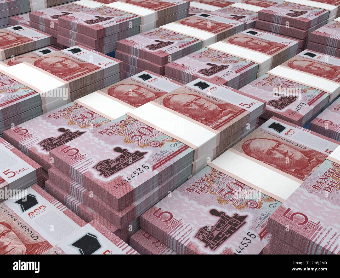 Money of Paraguay. Guarani bills. PYG banknotes. 5000 Spanish. Business ...