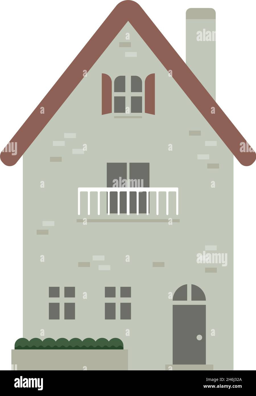 cartoon building / house flat design illustration (front view Stock ...
