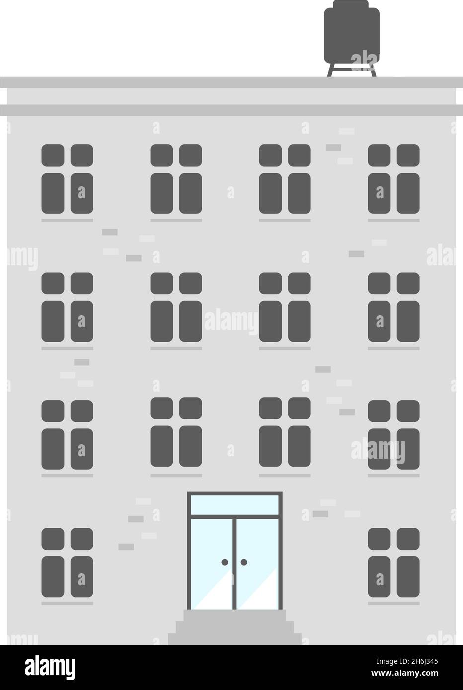 cartoon building flat design illustration (front view Stock Vector ...