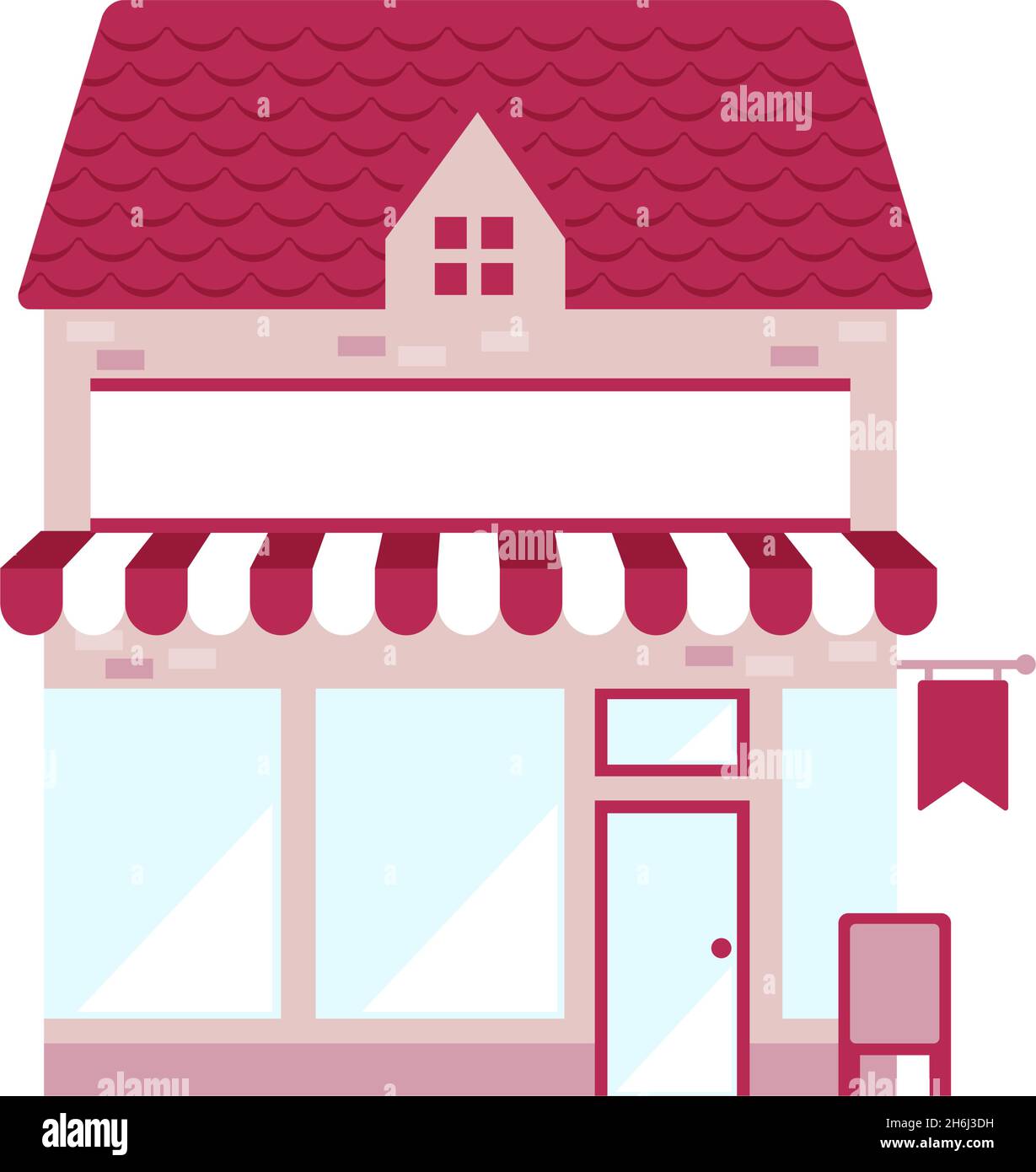 cartoon small shop flat design illustration (front view Stock Vector ...