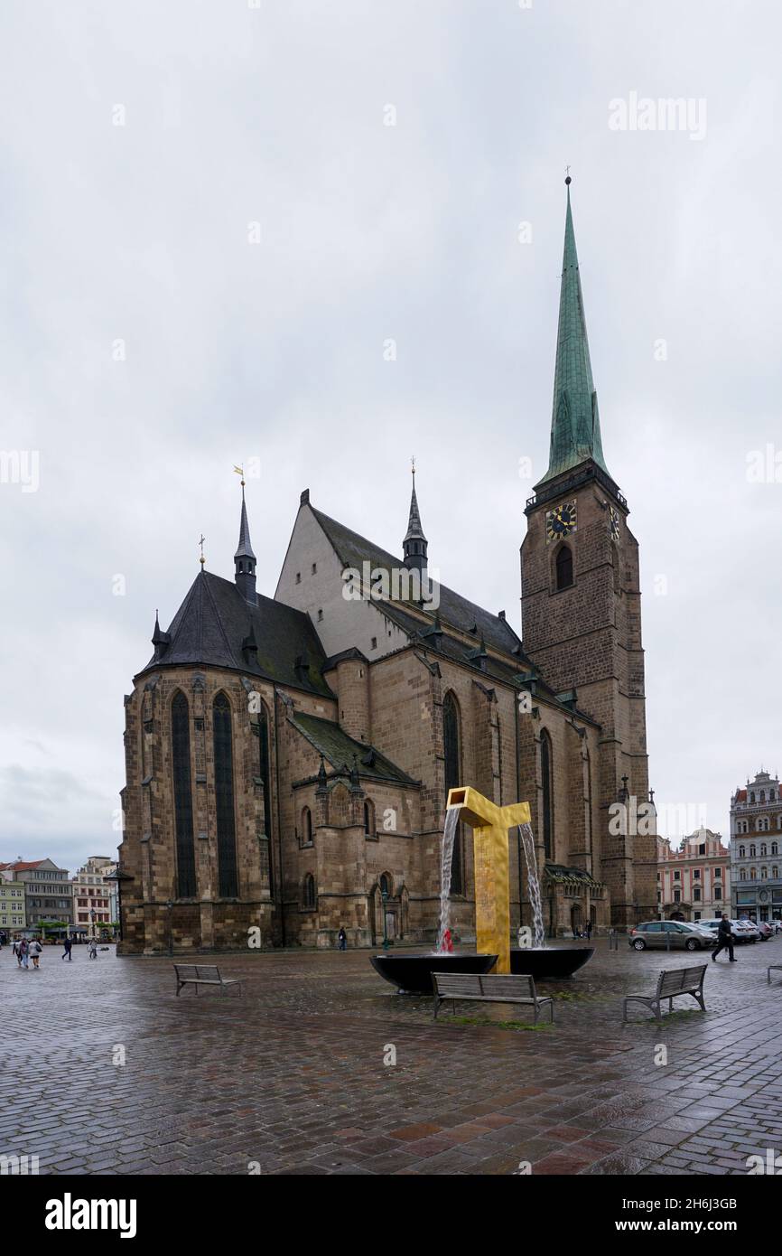 Plzen, Czech Republic - 24 September, 2021: view of the golden ...