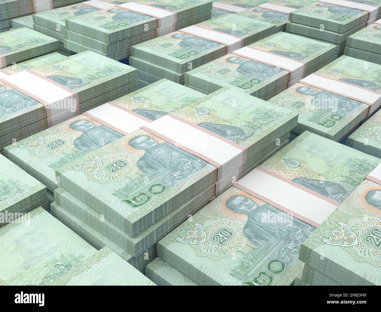 Money of Thailand. Thai baht bills. THB banknotes. 20 bahts. Business ...