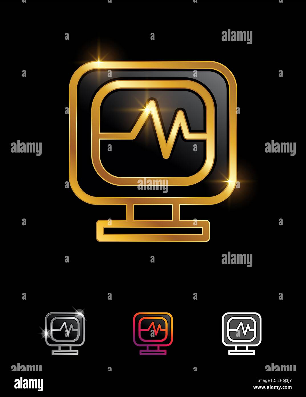 A vector illustration set of Golden Medical Health Monitor Vector Sign ...