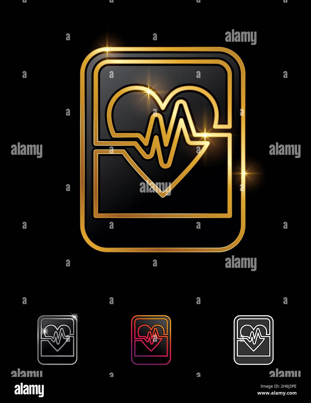 A vector illustration set of Golden Medical Health Monitor Vector Sign ...