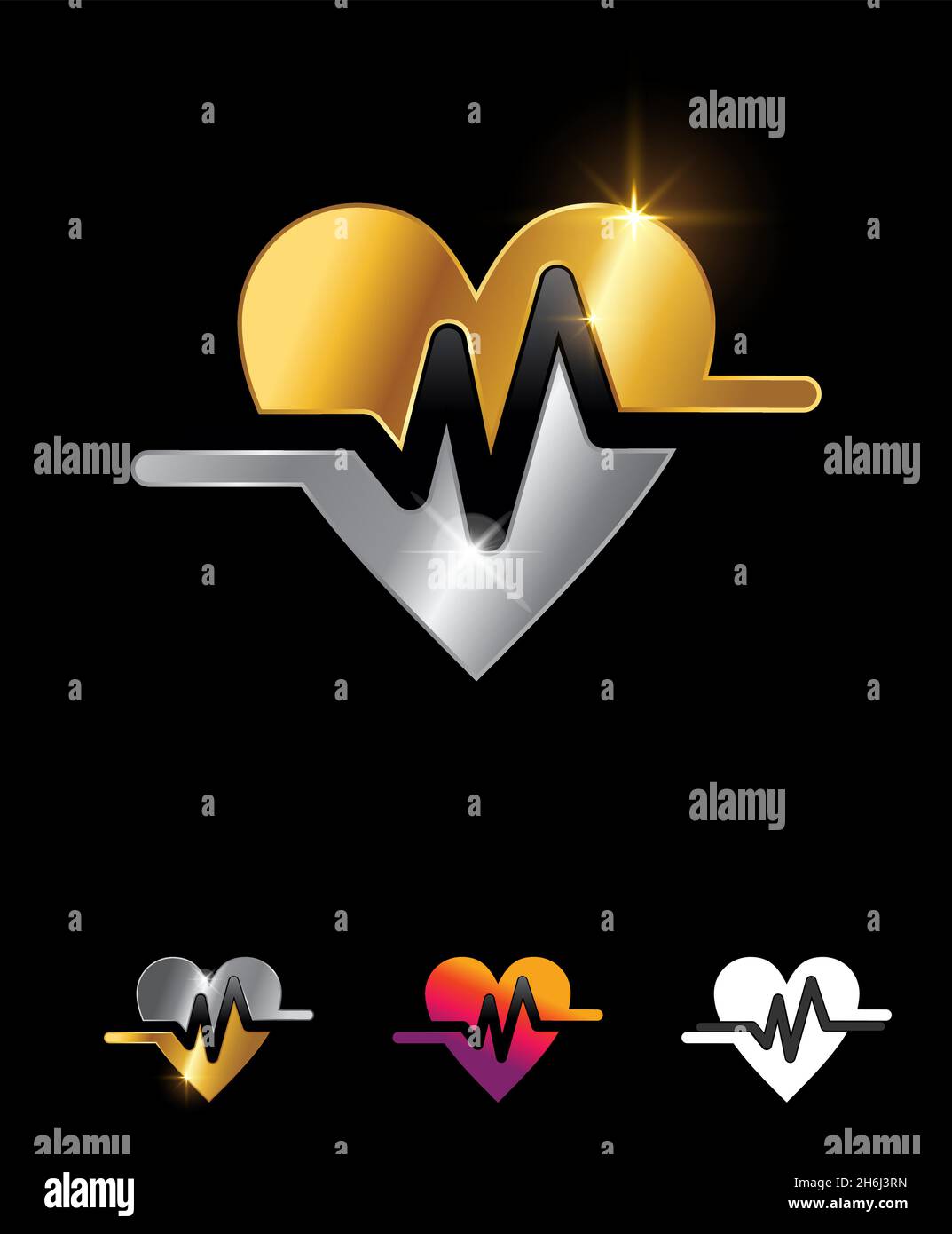 A vector illustration set of Golden Heart Health Vector Sign Stock ...