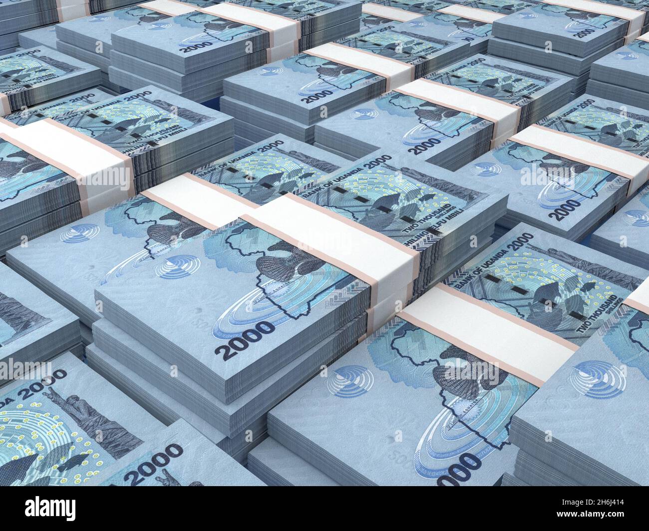 Money of Uganda. Shilling bills. UGX banknotes. 2000 Ganga. Business ...