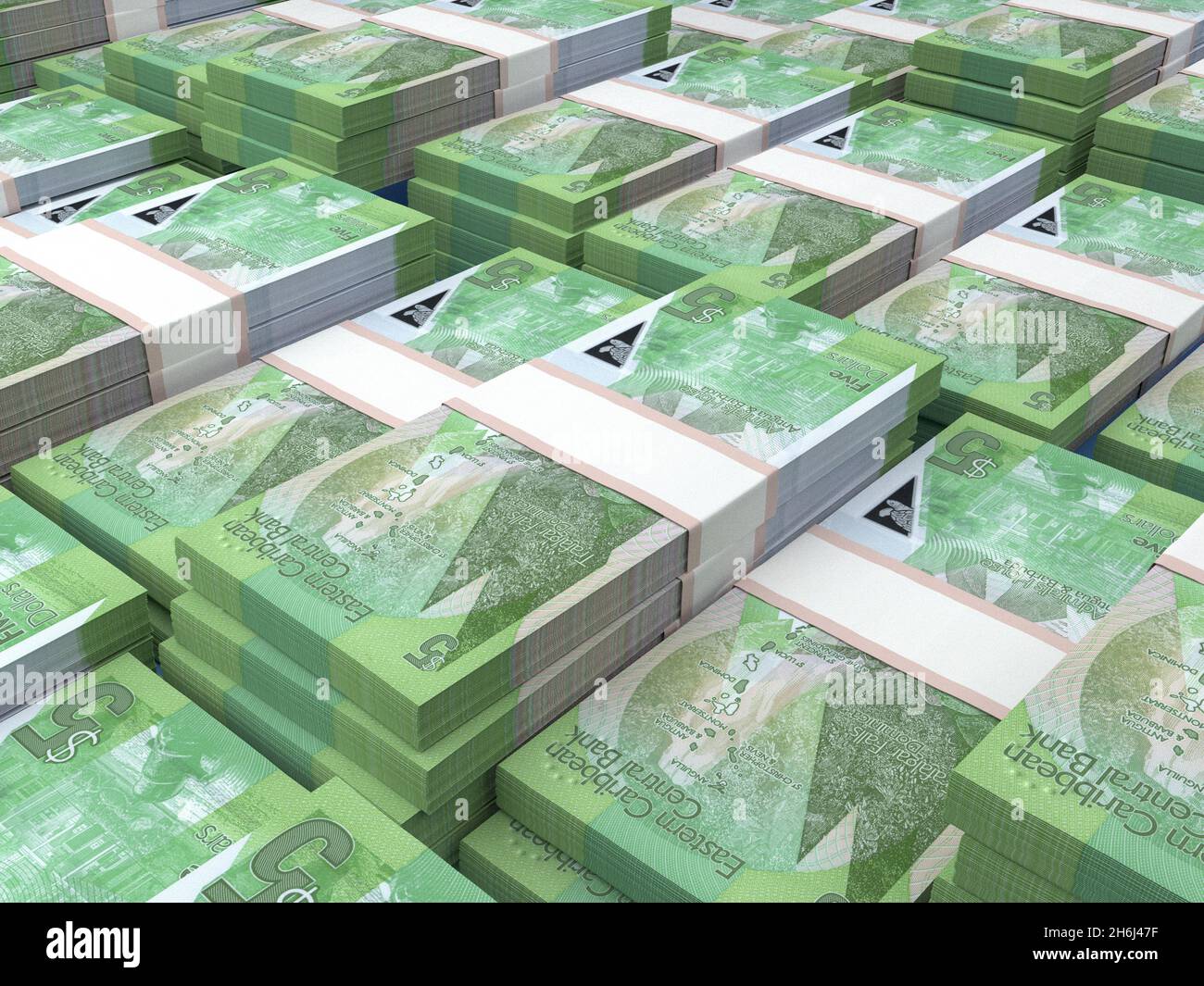 Money of East carribean dollar. Dollar bills. XCD banknotes. 5 English ...