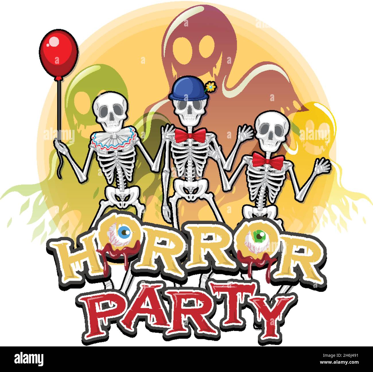 Horror party word banner with horror party illustration Stock Vector ...