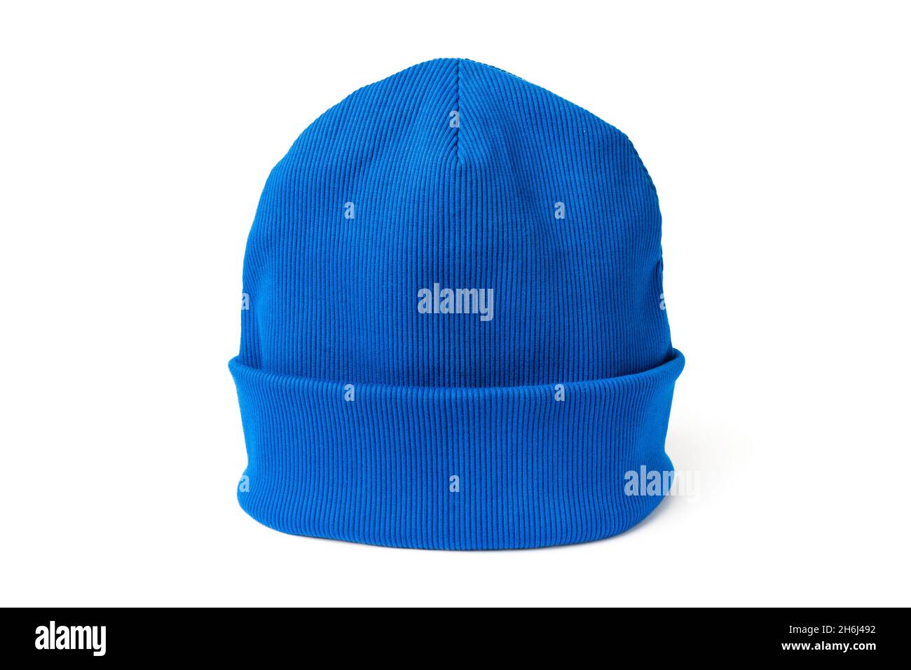 Electric blue beanie hat made from natural eco-fabric in ribbed ...