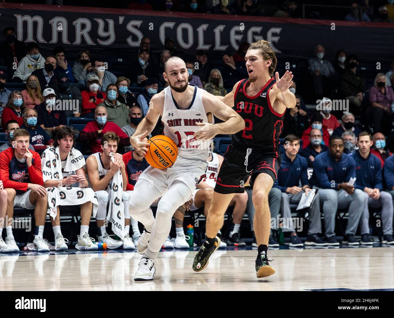 Moraga, CA U.S. 15th Nov, 2021. A. St. Mary's guard Tommy Kuhse (12 ...
