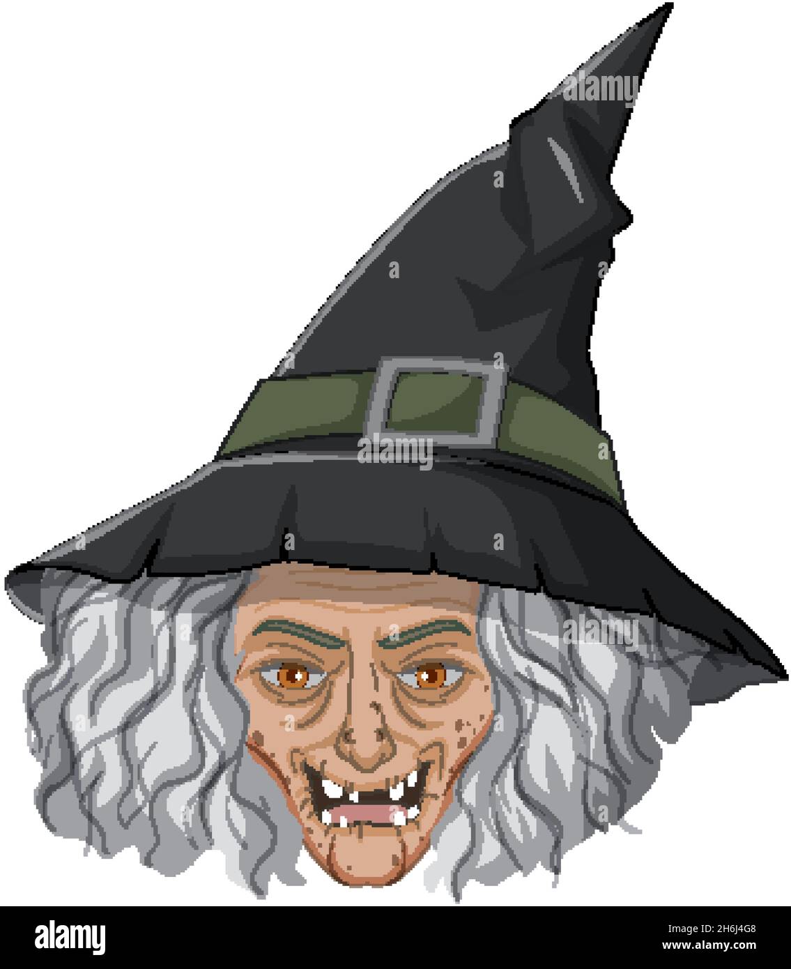 Wicked old witch face on white background illustration Stock Vector ...