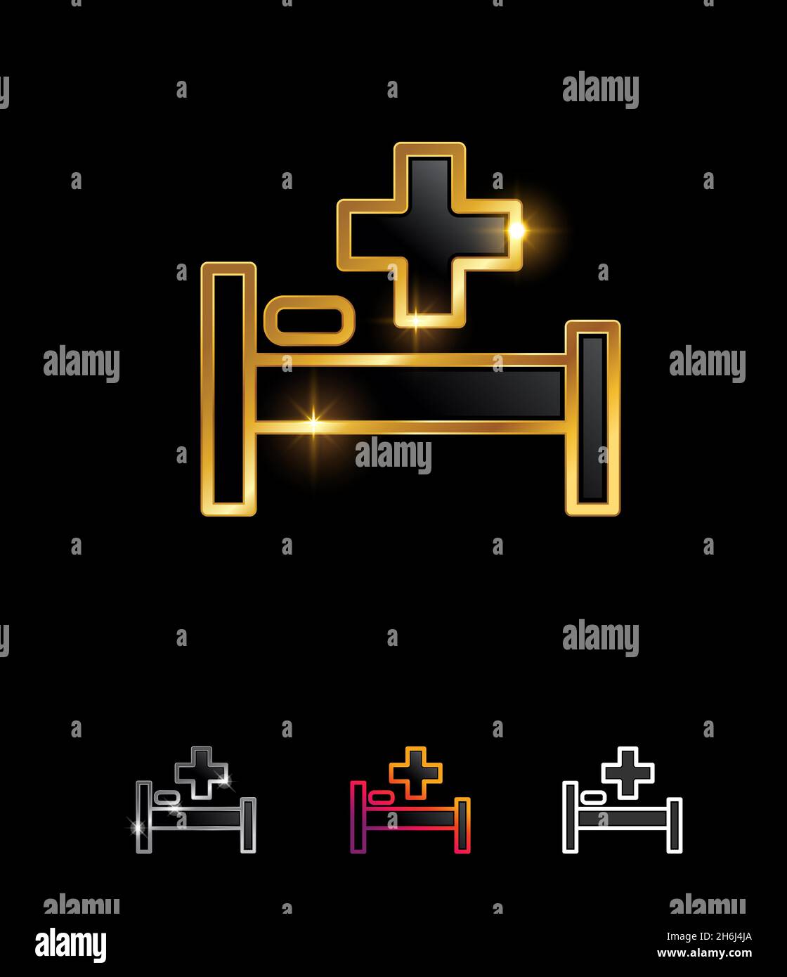 A vector illustration set of Golden Hospital Symbol vector sign in ...